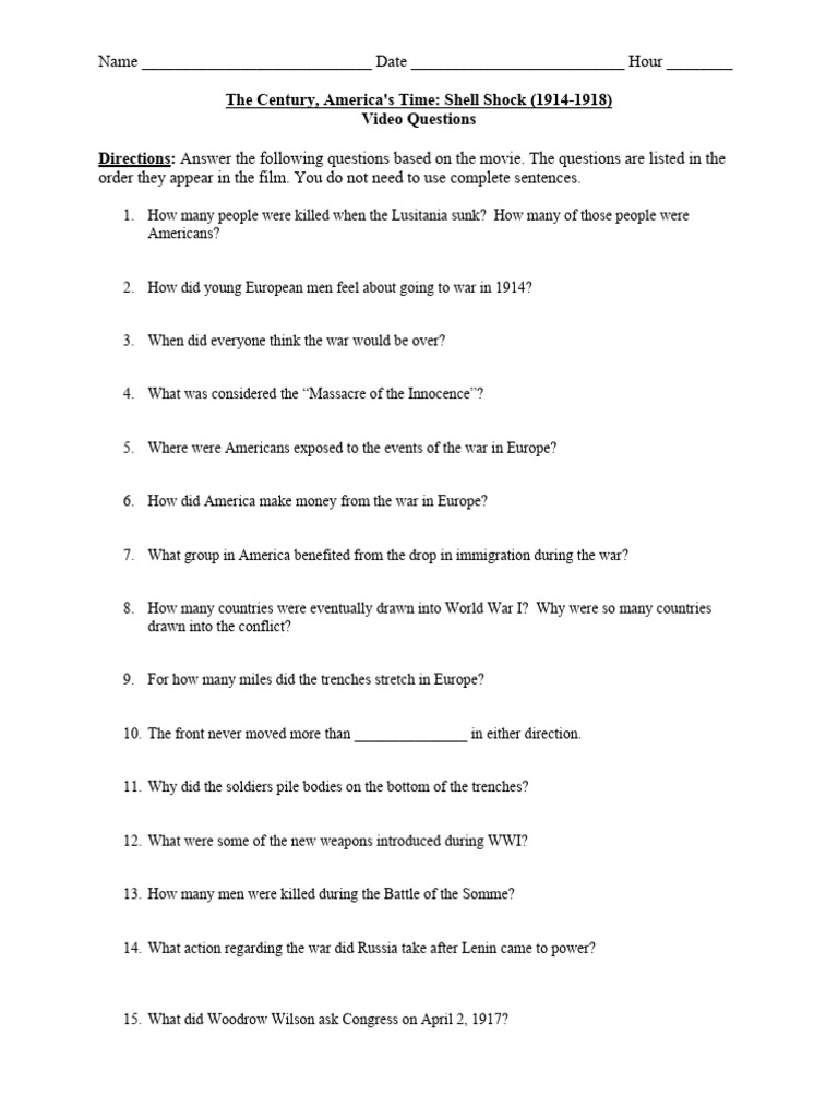 The Century Shell Shock Video Notes | PDF
