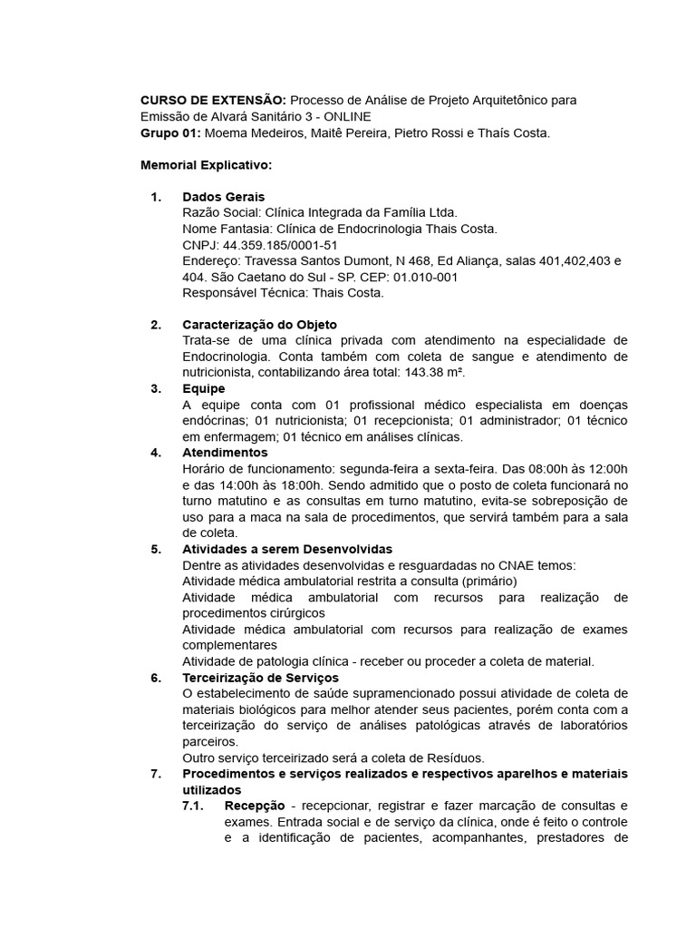 Grupo 01 - Memorial Explicativo e Descritivo | PDF | Desperdício | Tinta