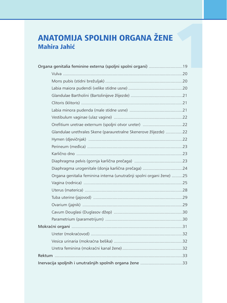 1 Anatomija Spolnih Organa Žena Prof. Dr. Sci. Mahira Jahić | PDF