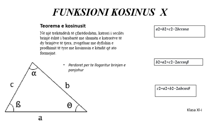 Funksioni Kosinus X: Teorema e Kosinusit | PDF