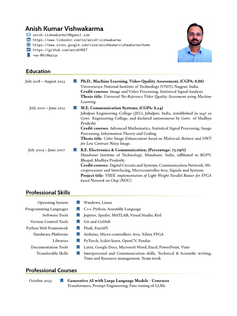 Anish CV New PDF | PDF | Deep Learning | Computer Vision