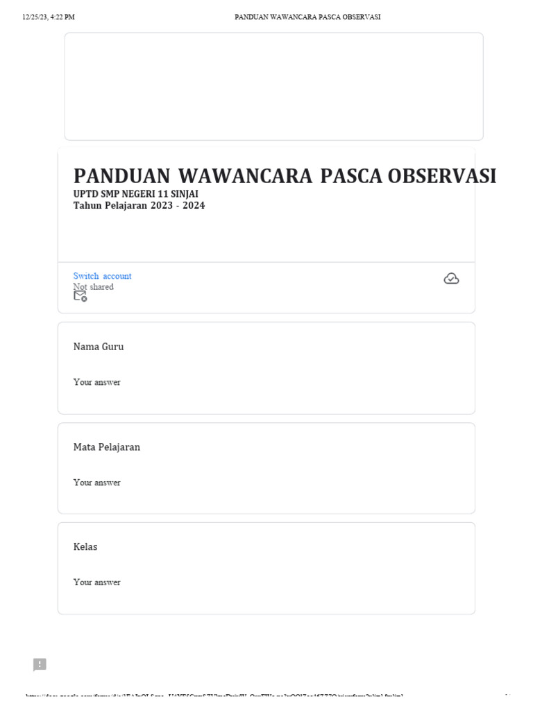 PANDUAN WAWANCARA PASCA OBSERVASI | PDF
