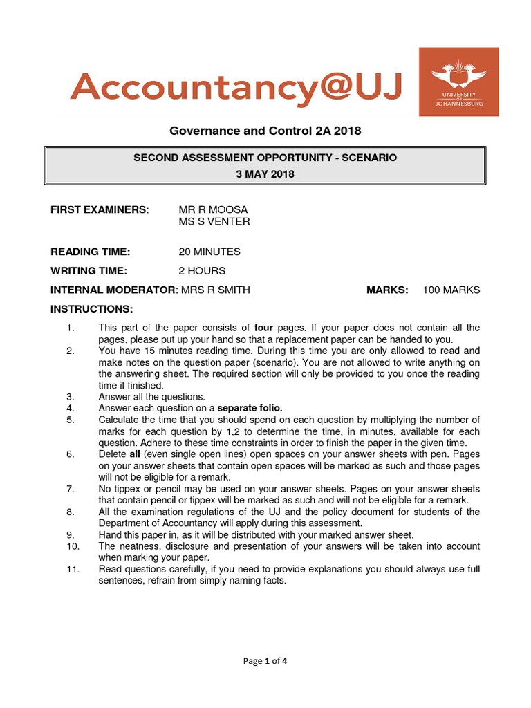 GAC02A2 2018 AO2 Question Paper | PDF | Internal Audit