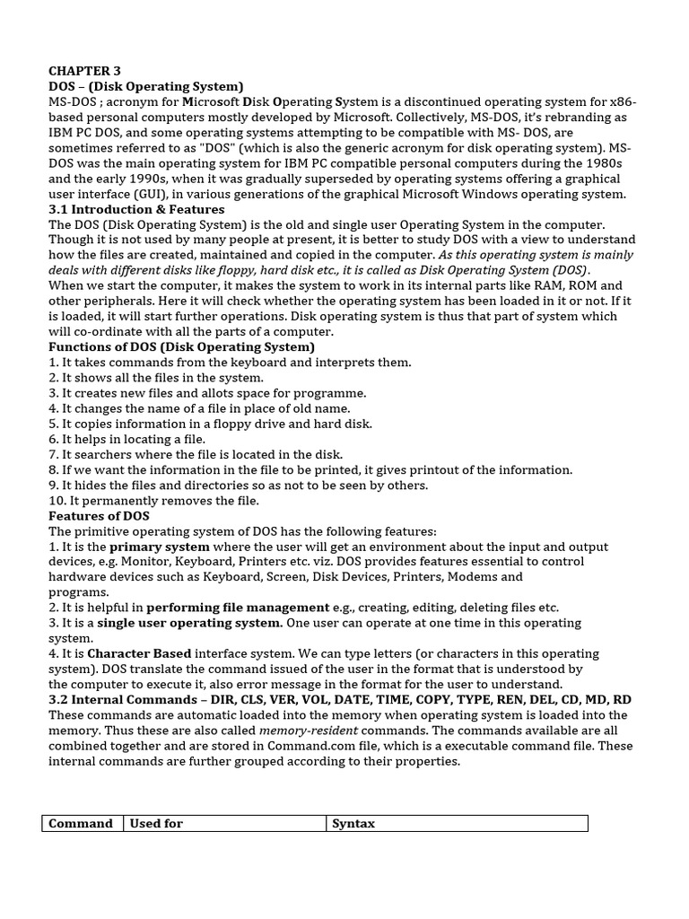 Overview of MS-DOS Functions | PDF | Operating System | Dos
