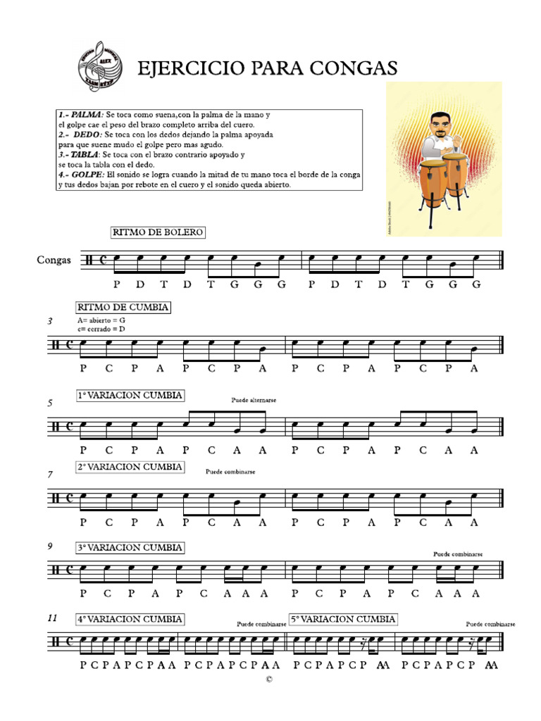 Ejercicio Para Congas - Partitura Completa | PDF