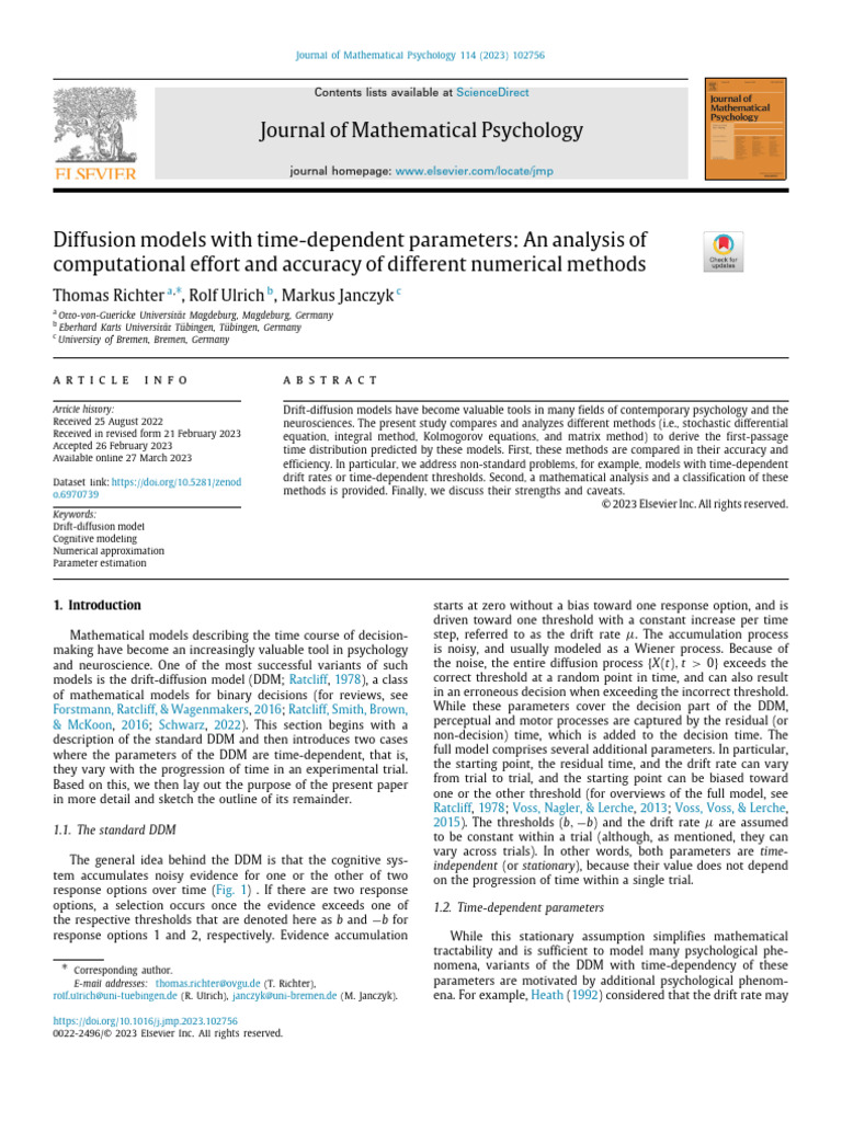 Diffusion Models With Time Dependent Parameters Pdf Partial Differential Equation 