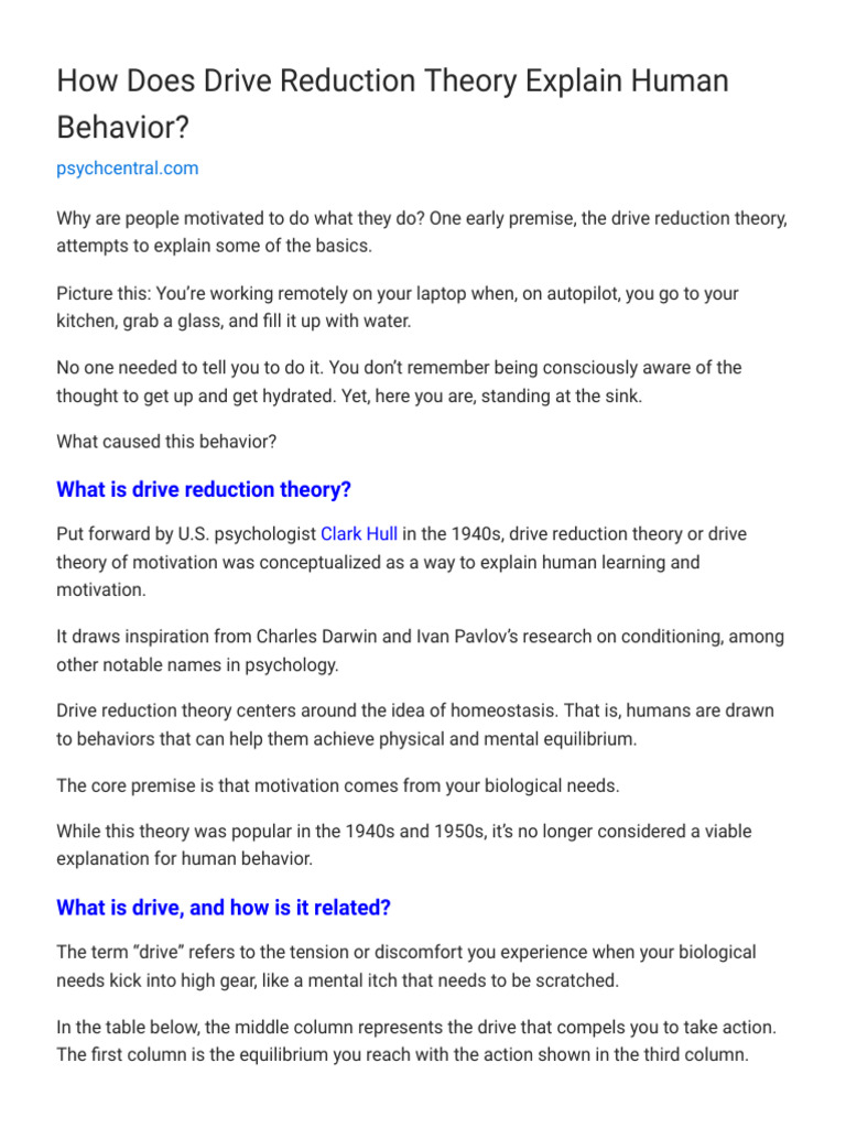 Understanding Drive Reduction Theory | PDF | Motivation | Motivational