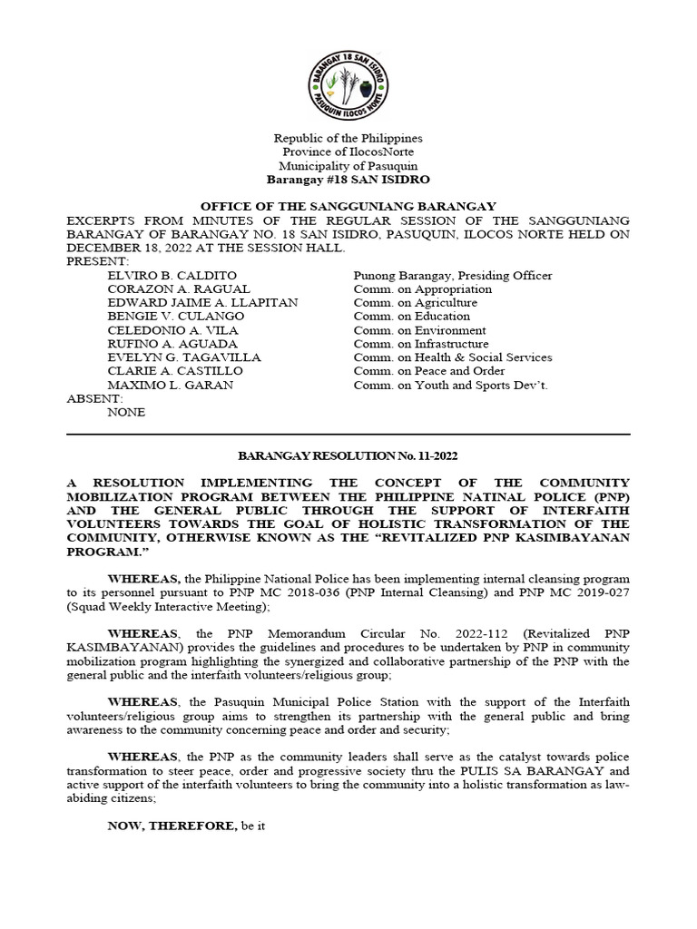 Resolution No. 11 2022 | PDF | Government