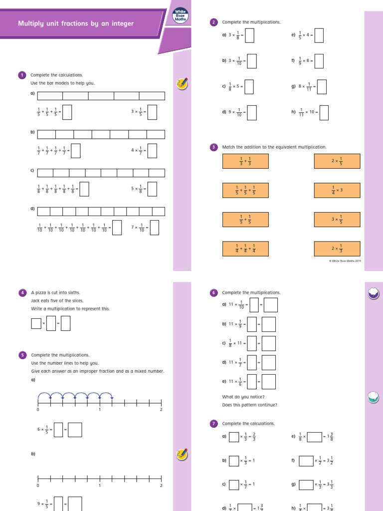 Lesson 1 Multiply Unit and Non Unit Fractions by Integers | PDF ...