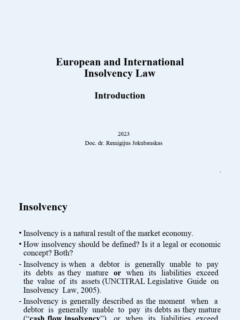 Lecture. Introduction To EIIL | PDF | Bankruptcy | Insolvency