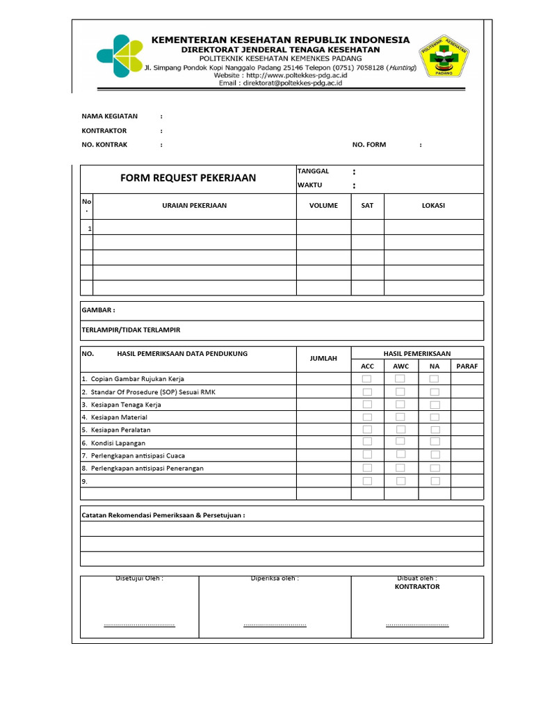 Form Request Pekerjaan Konstruksi | PDF