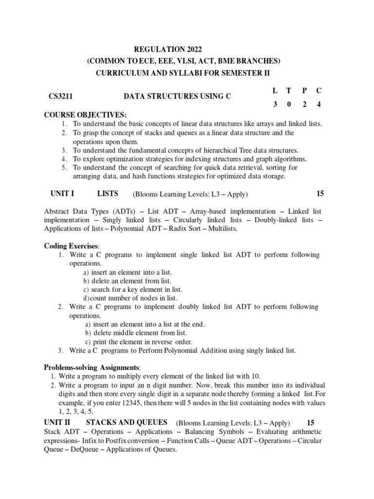 Data Structure Syllabus Download Free Pdf Queue Abstract Data Type Combinatorics 