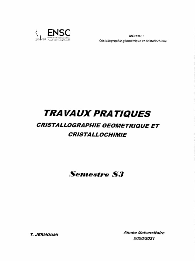 Polycopiés TP Cristallochimie | PDF