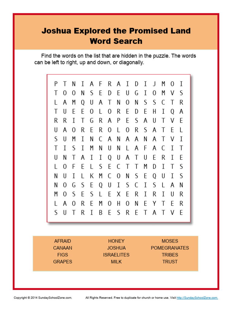 Joshua Explored Promised Land Word Search | PDF | Word Search | Torah ...