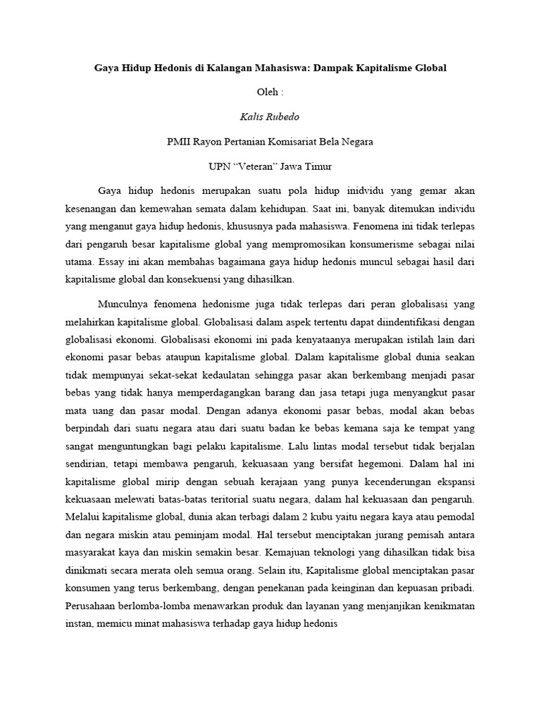 Gaya Hidup Hedonis Mahasiswa | PDF