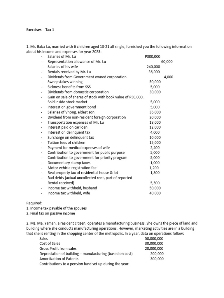 Sample-Problem 125221 | PDF | Tax Deduction | Expense