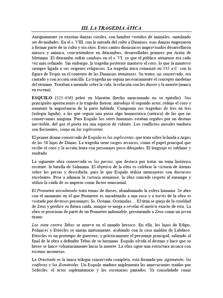Evolución de la Tragedia Ática | PDF | Tragedia griega | Sófocles