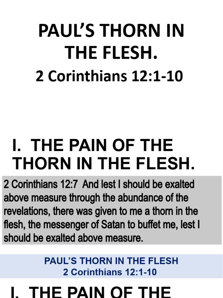 Paul's Thorn in The Flesh | PDF | Paul The Apostle | Systematic Theology