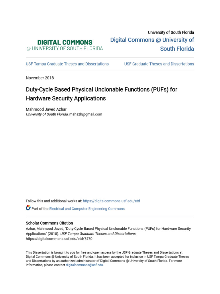Duty-Cycle Based Physical Unclonable Functions (PUFs) for Hardwar | PDF ...
