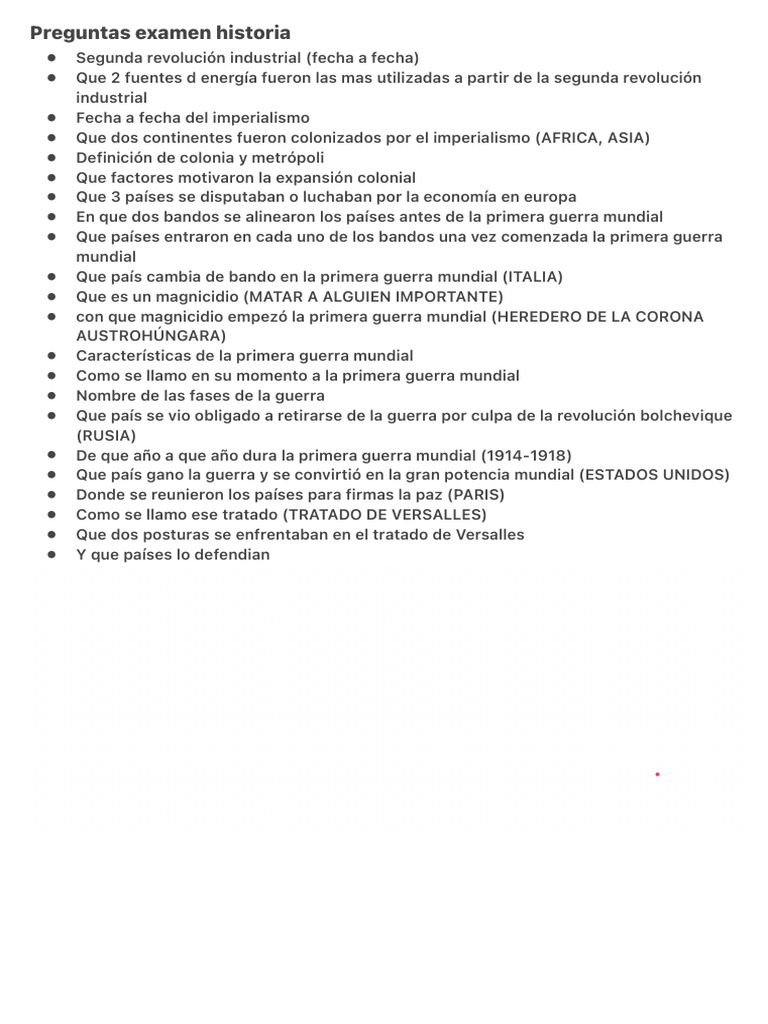 Preguntas Examen Historia | PDF Preguntas Examen Historia | PDF
