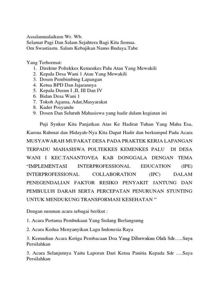 Susunan Acara MMD 1 | PDF