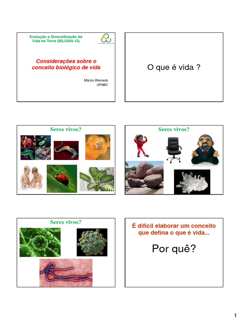 Aula 01 O Que é Vida Pdf Vida Organismos