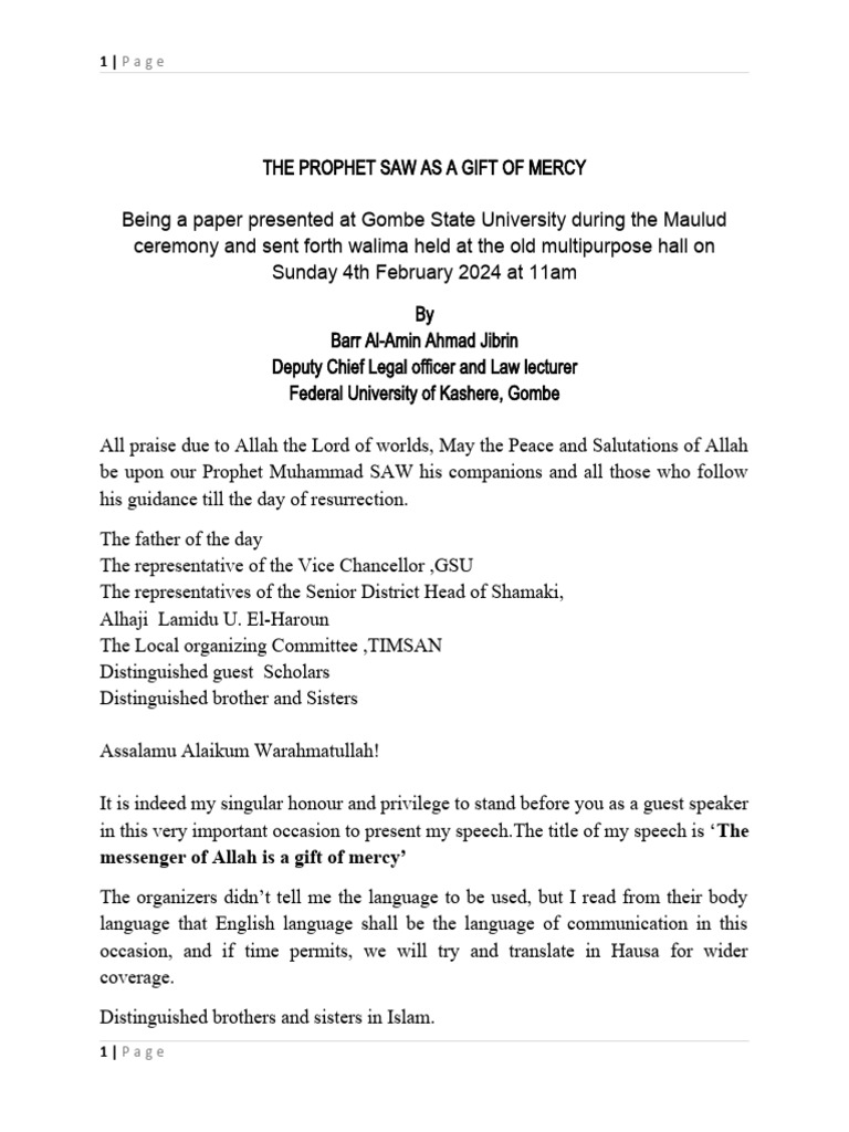 Prophet Muhammad: A Gift of Mercy | PDF | Muhammad | Jesus In Islam
