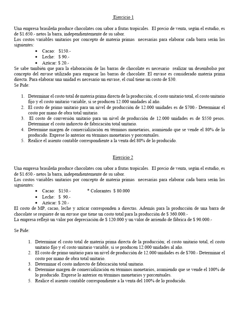Ejercicio 1 MP Chocolates | PDF | Chocolate | Economias
