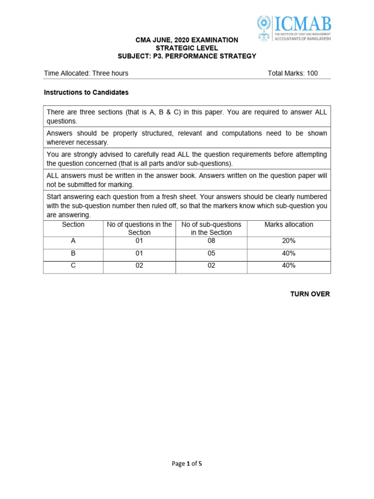 p3.Pnss .L Question Cma June 2020 Exam. | PDF | Enterprise Resource Planning | Depreciation