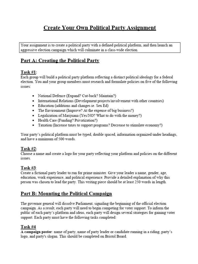 Create A Political Party | PDF | Taxes | Government