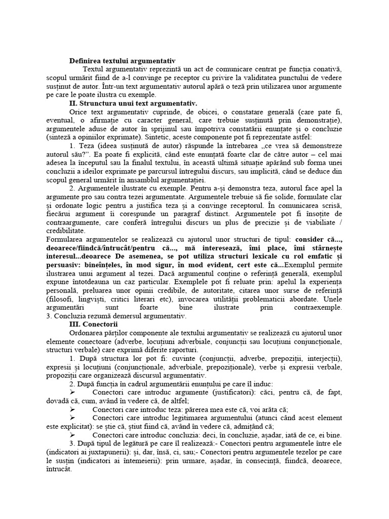 Schema Pentru Textul Argumentativ | PDF