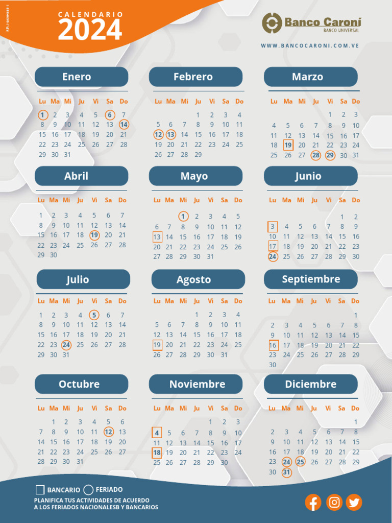 Calendario 2024: Feriados y Actividades | PDF