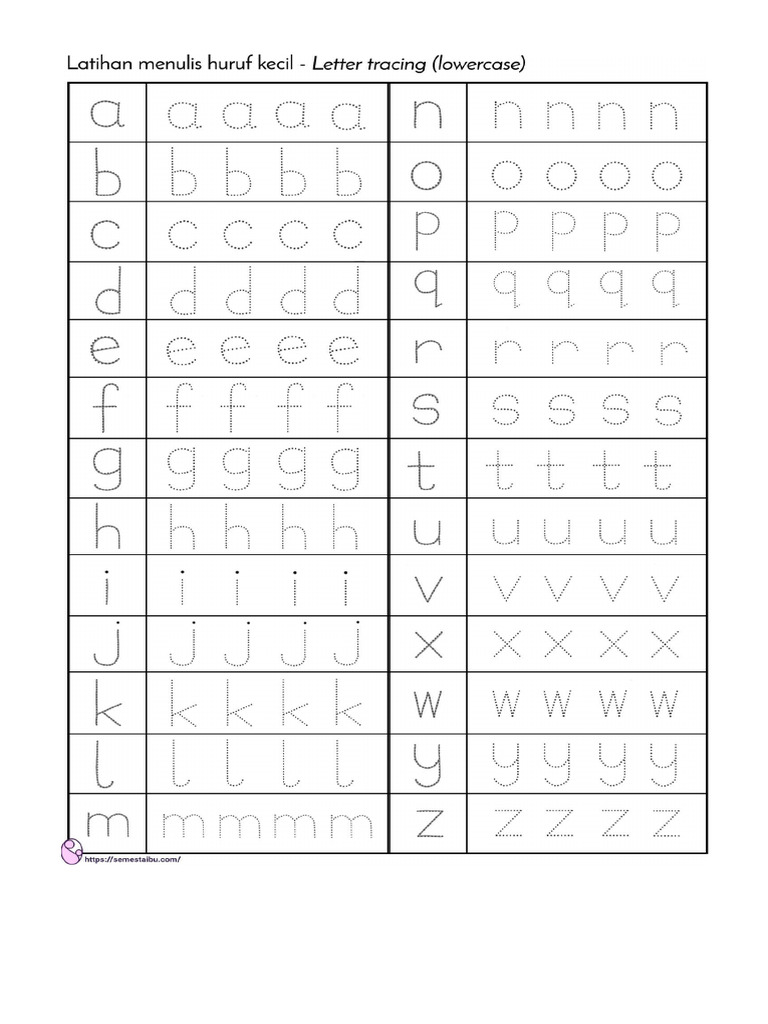 Latihan Menulis Huruf Kecil | PDF