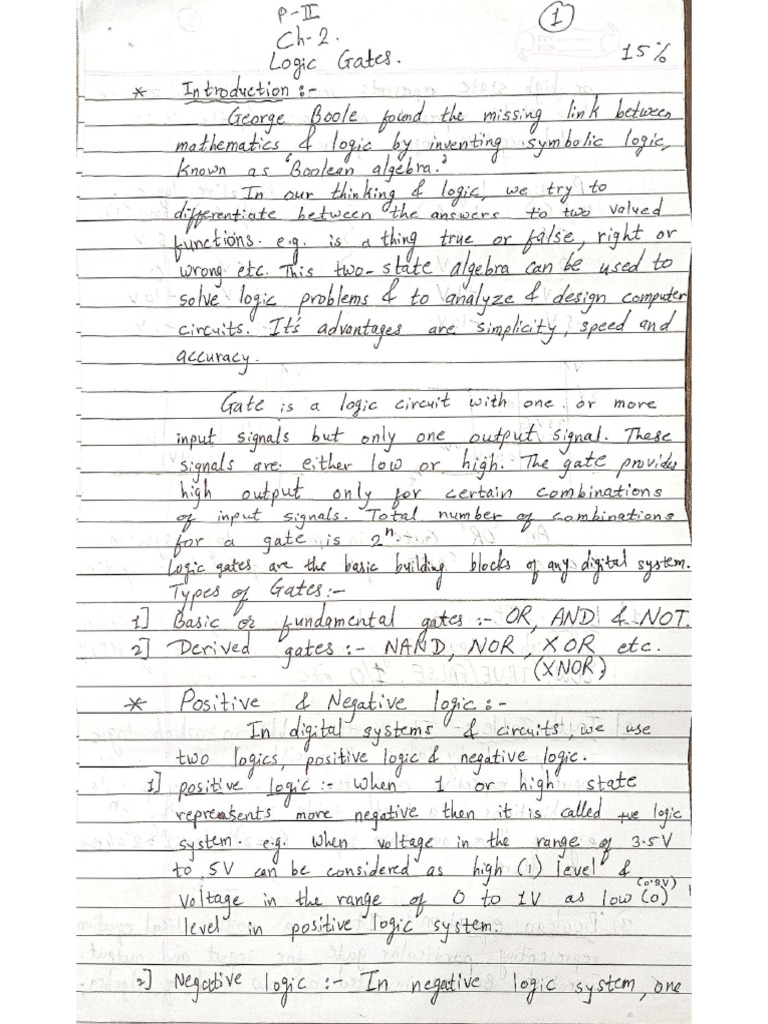 Logic Gates Notes. Paper-2 Ch-2 | PDF