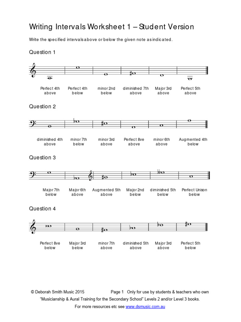 Interval Writing Worksheet | PDF