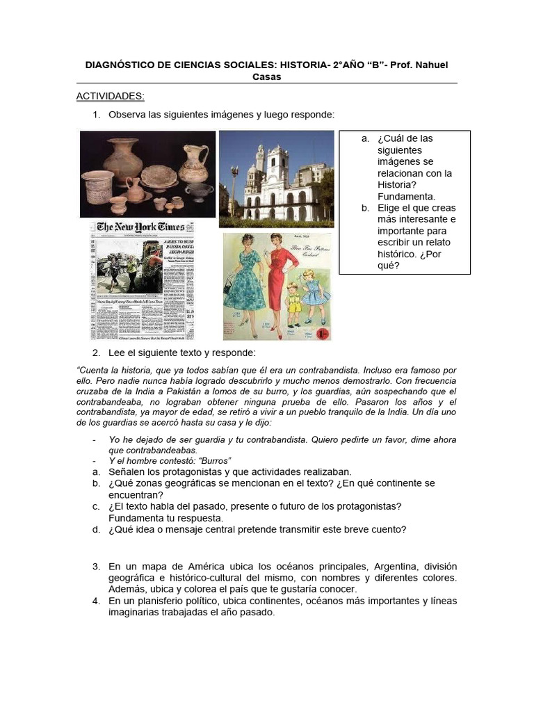 Diagnóstico de Historia para Segundo Año | PDF | Ciencias sociales
