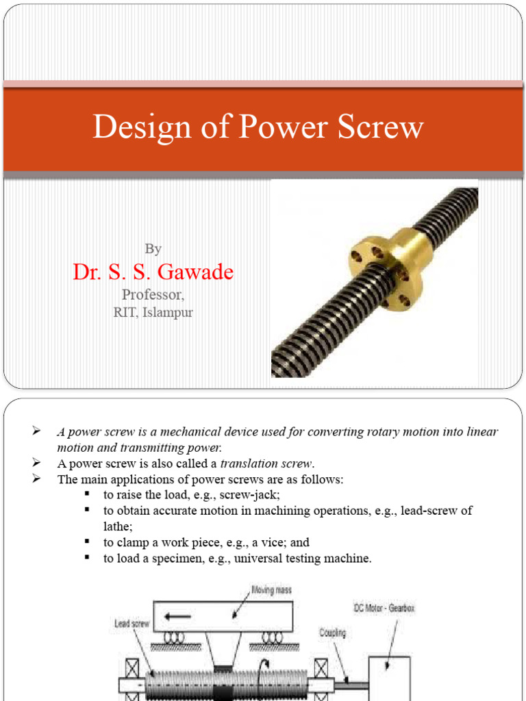 Design of Power Screw | Download Free PDF | Manufactured Goods | Machines