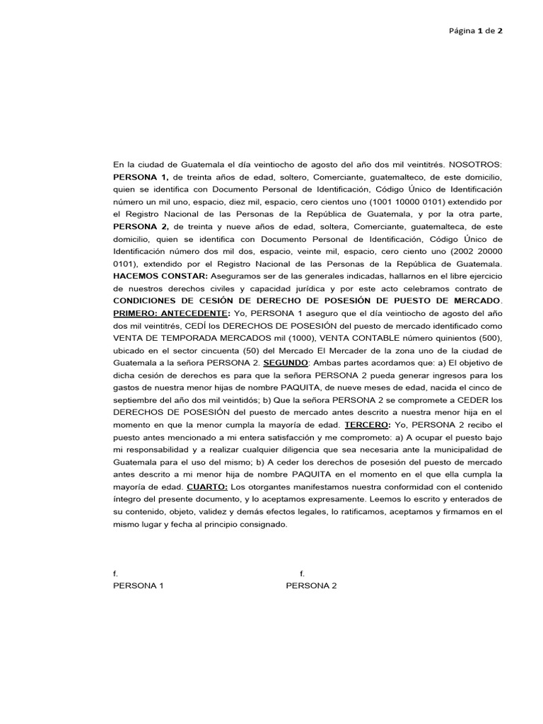 Ejemplo de Cesion de Derecho | PDF