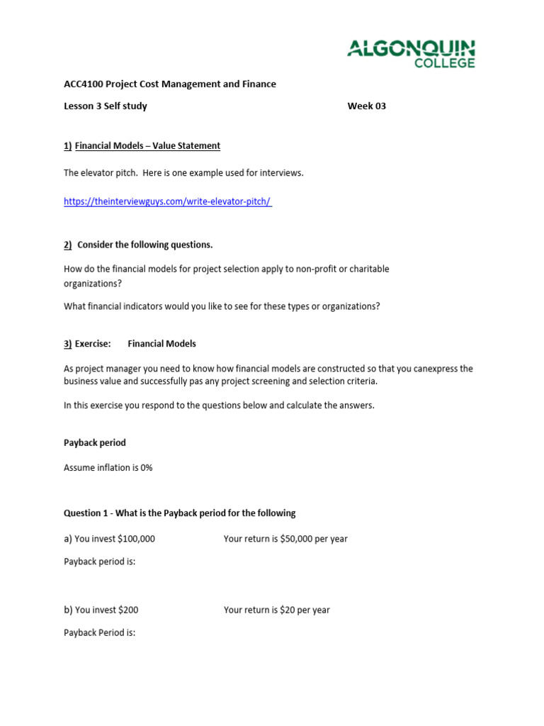 ACC4100-Lesson 3 Self Study | PDF