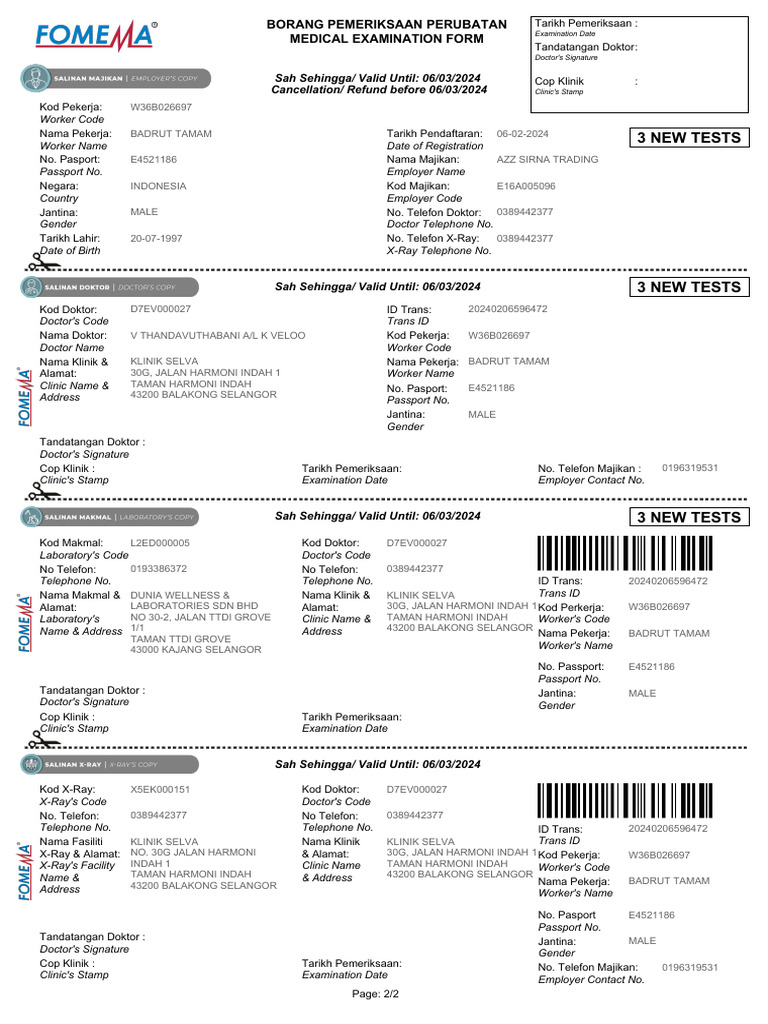 Fomema Medical Examination Form | PDF | Document | International Law