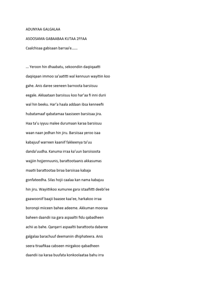 Adunyaa Galgala | PDF