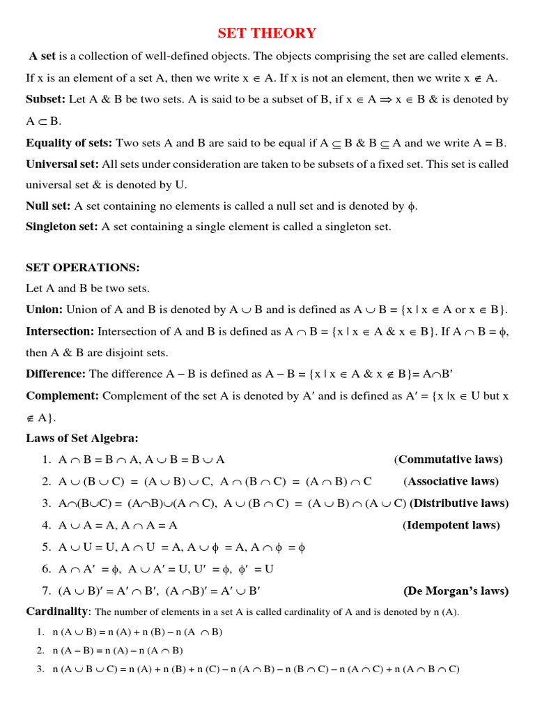 Probability Notes-1 | PDF | Set (Mathematics) | Probability