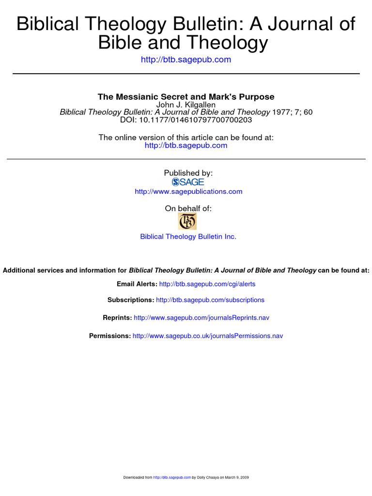 Understanding Mark's Messianic Secret | PDF | Gospel Of Mark | Jesus