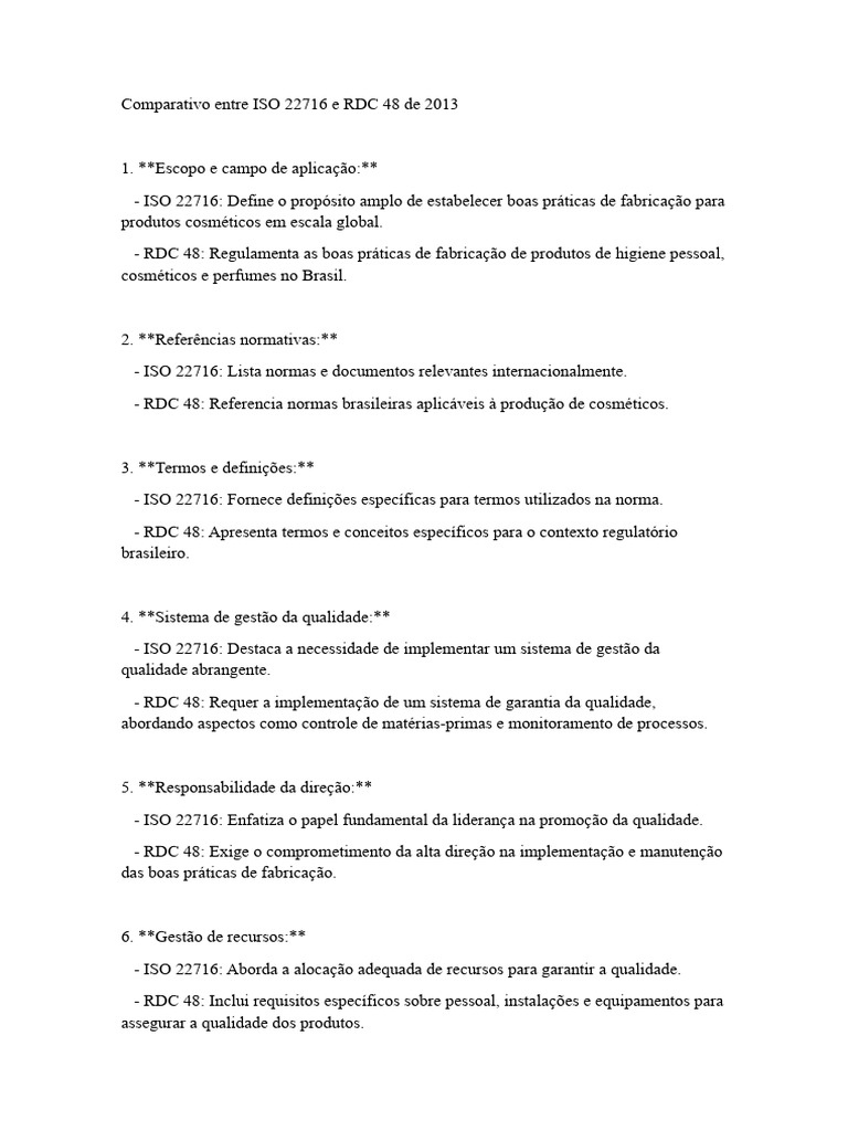 ISO 22716 e RDC 48 de 2013 | PDF