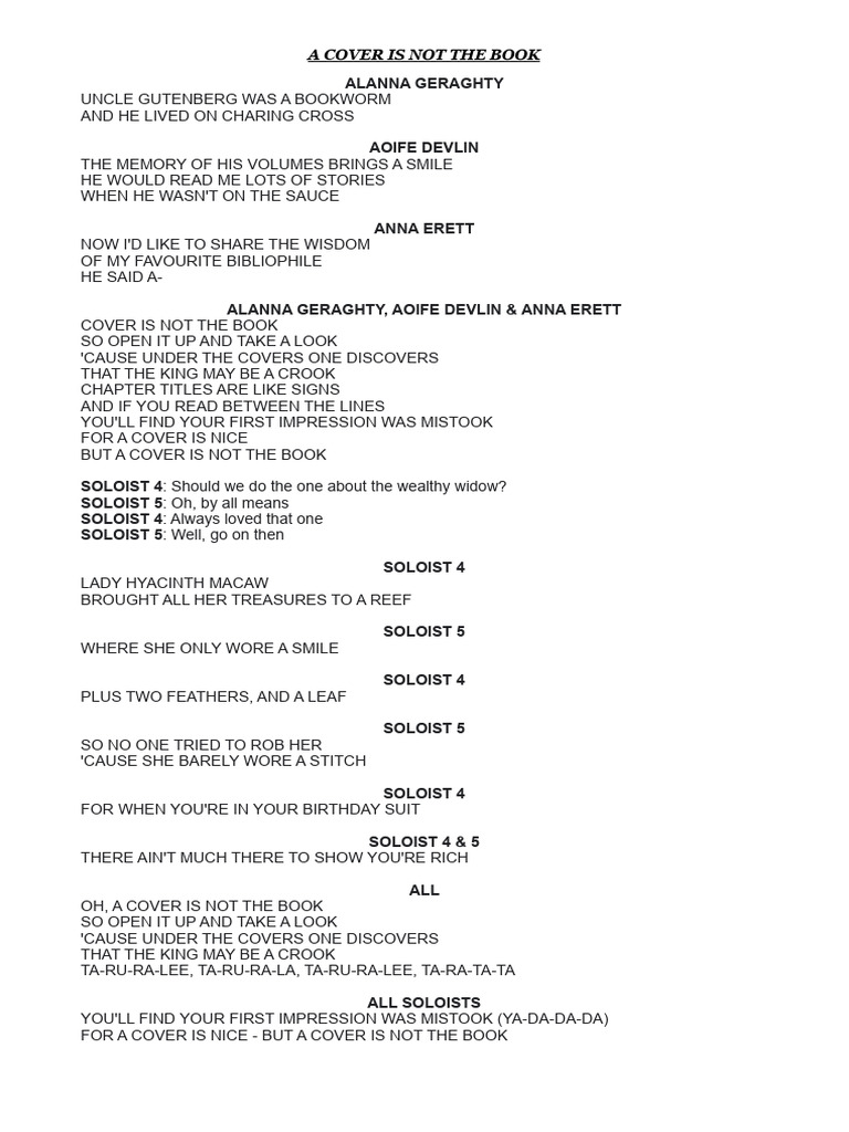 A Cover Is Not The Book Lyrics | PDF