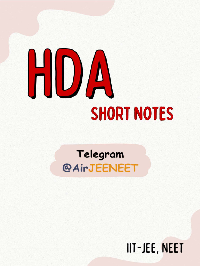 HDA Short Notes | PDF | Unit Processes | Organic Reactions