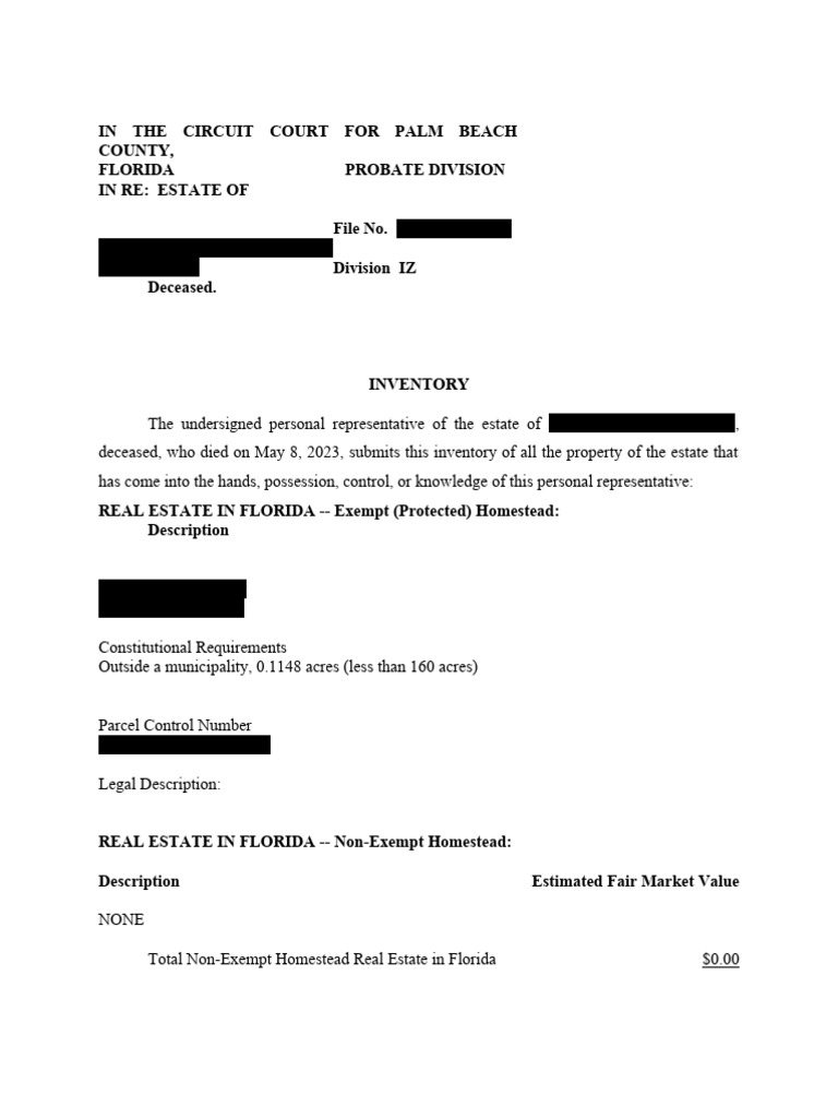 Inventory | PDF | Probate | Natural Resources Law