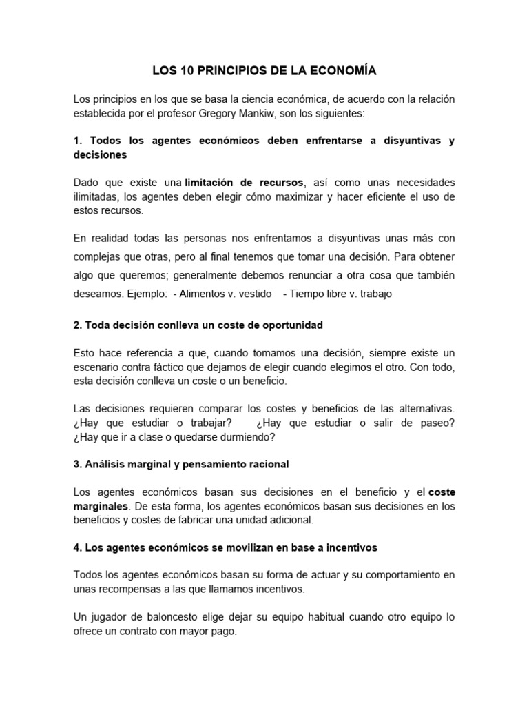 Los 10 Principios de La Economía | PDF | Mercado (economía) | Inflación
