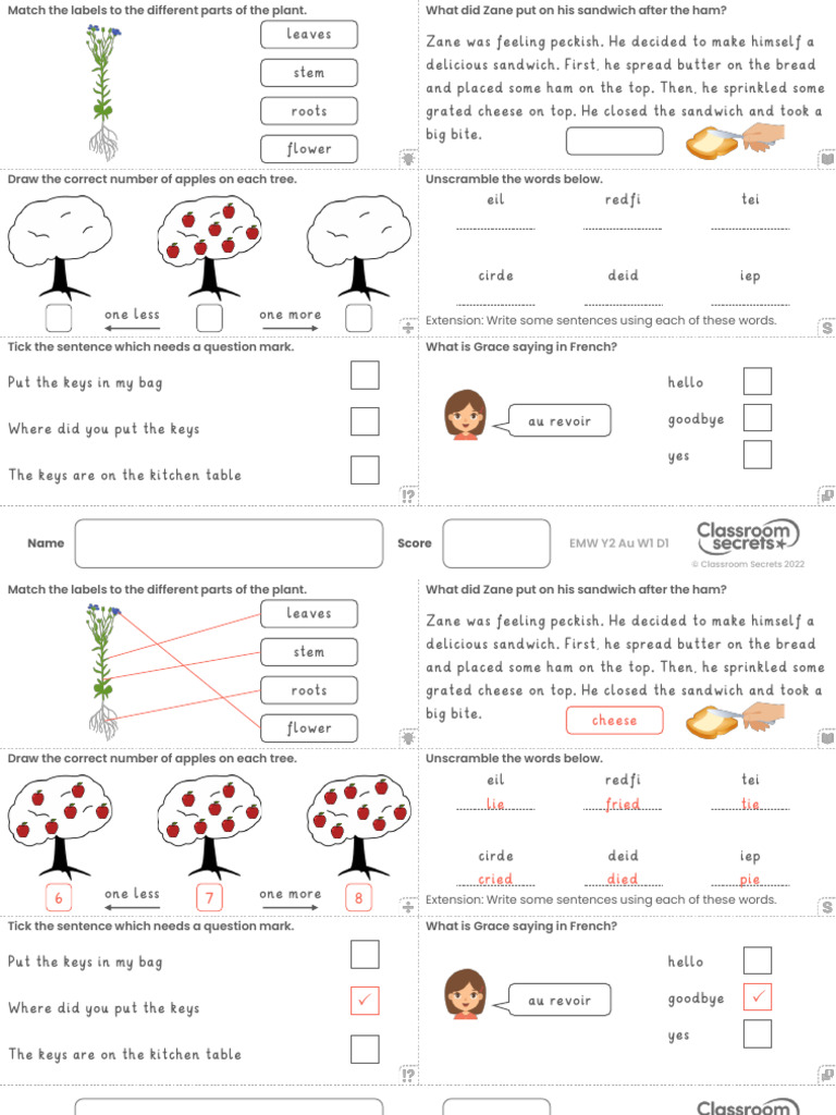 Extension: Write Some Sentences Using Each of These Words.: Emw Y2 Au ...