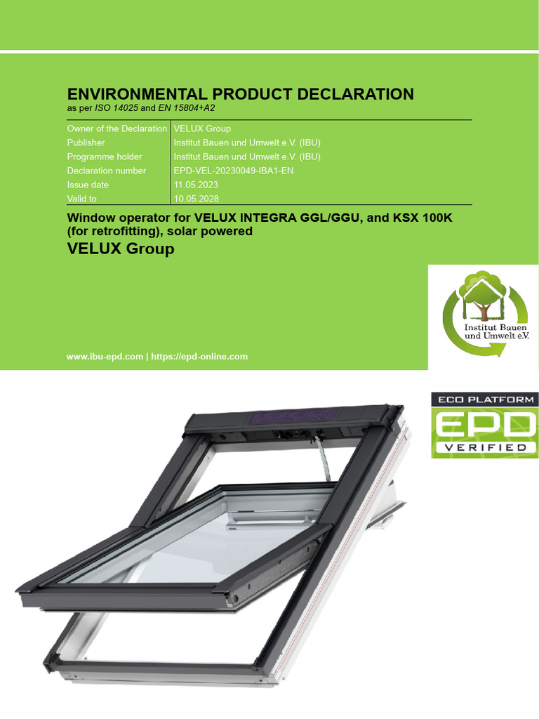 EPD Window Operator For VELUX INTEGRA GGLGGU, and KSX 100K (For Retrofitting), Solar Powered ...